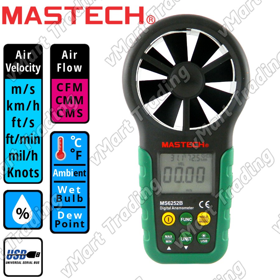 MASTECH MS6252B Professional Anemometer with USB Output | Shopee Malaysia