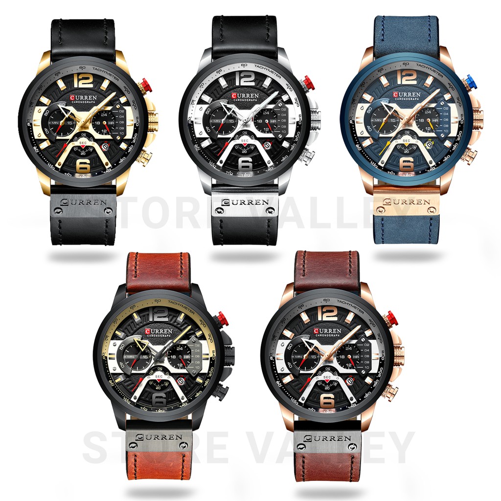 100% Original Curren 8329 Luxury Chronograph Men Watch Leather Luxury ...