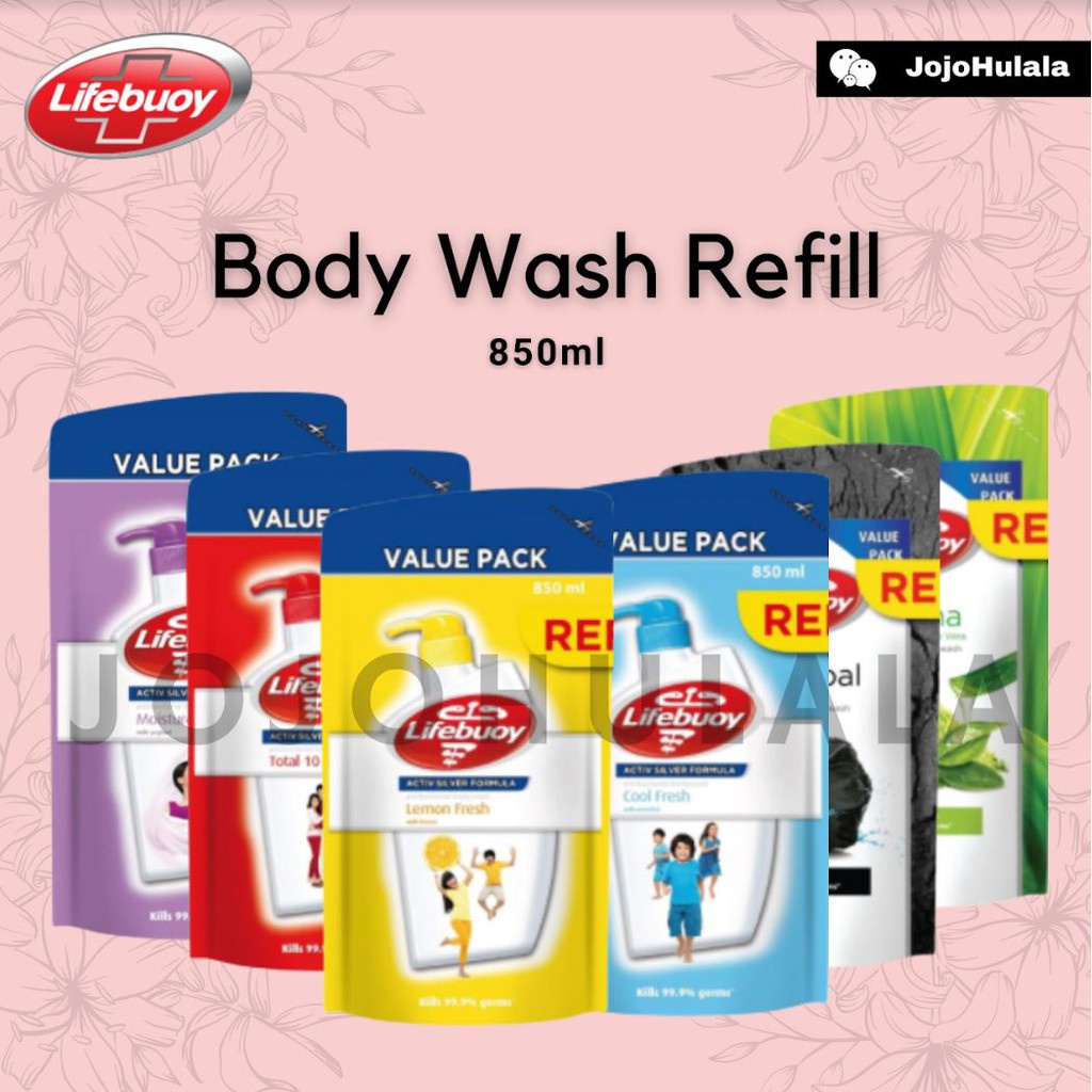 Lifebuoy Clini-Shield Bodywash Refill Shower Gel, Body Sea Mineral Shiso Pink Clay Body Wash ...