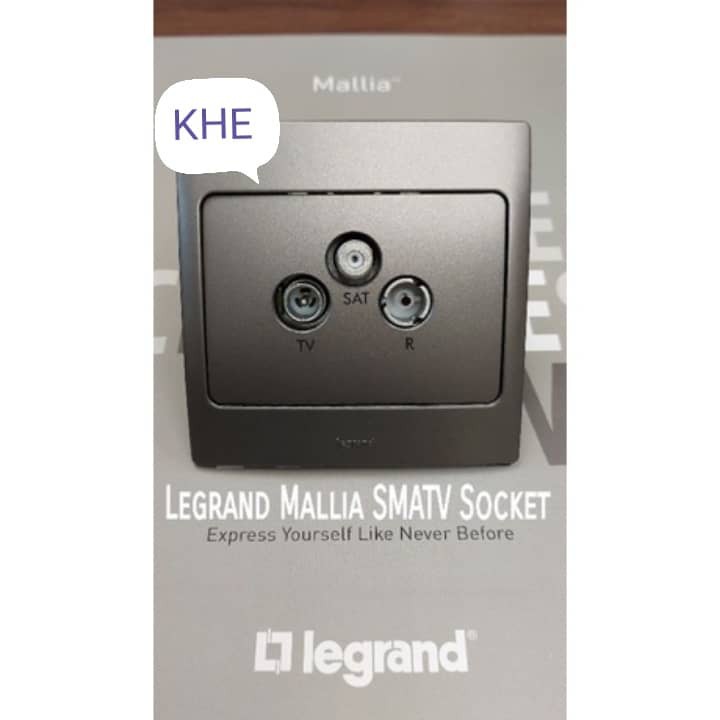 Legrand Mallia TV-R-SAT / SMATV Socket with frame (DARK SILVER/SILVER ...