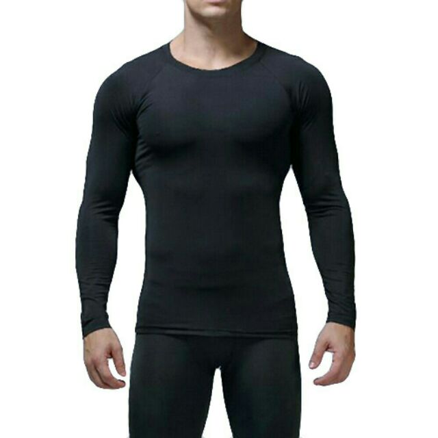 Baju Tight Men's Slim Fit Compression Shirt Long Sleeve (Ready Stock ...