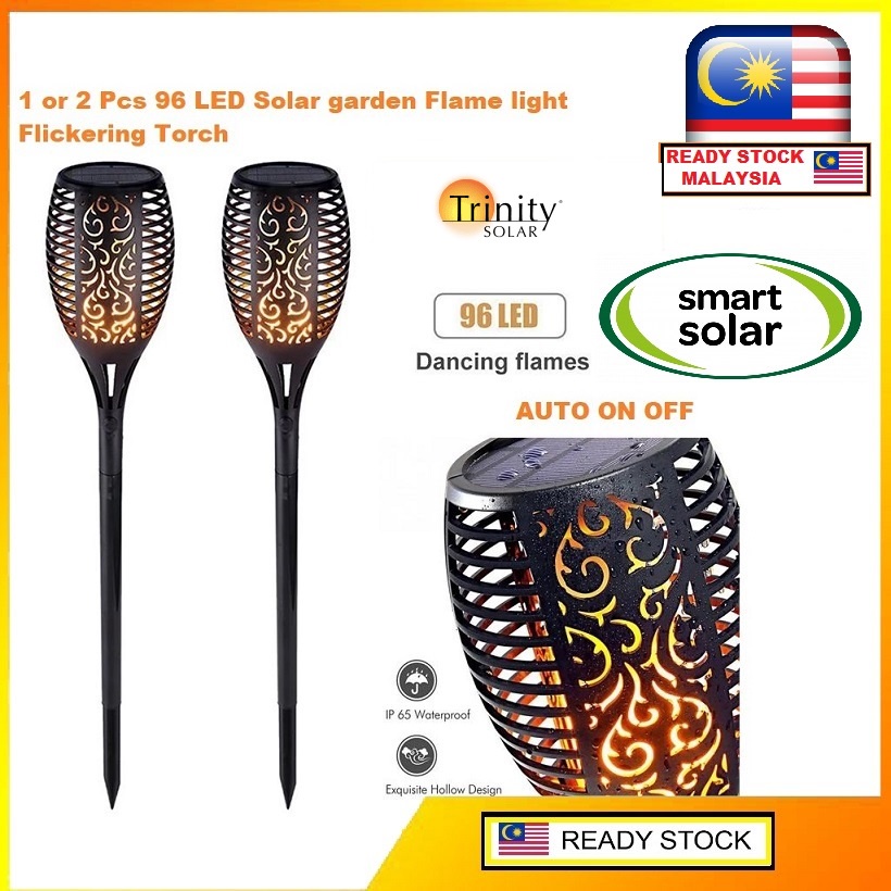 💡 New Stock 💡 96 Led Waterproof Flickering Fire Flame Lawn Solar Torch ...