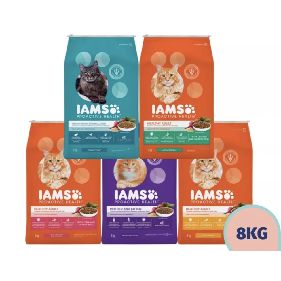 Iams Cat 8kg Dry Cat Food (chicken & salmon/ Mother & Kitten/ Tuna ...