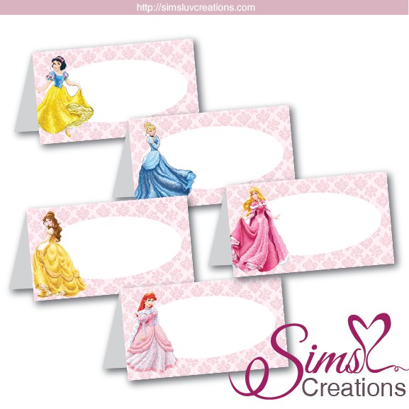 Disney Princess Birthday Party Food Labels / Menu Cards (16's/set ...