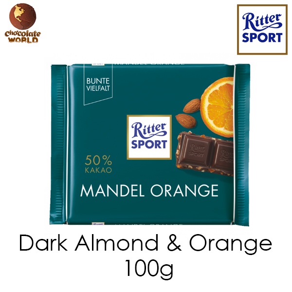 Ritter Sport Dark Almond & Orange Chocolate Bar 100g (Made in Germany ...