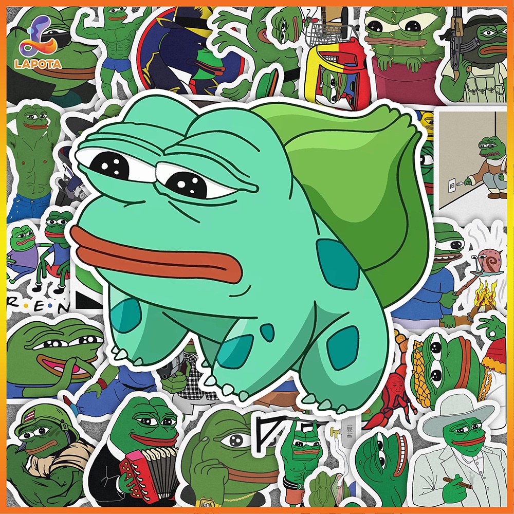 Set of 50 waterproof Pepe Green Frog Stickers, Pepe meme frog stickers ...
