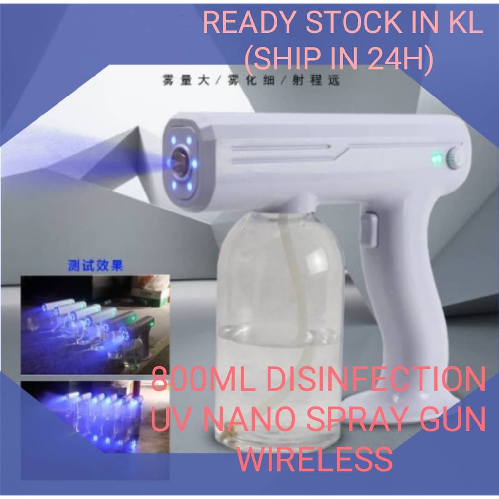 🔫 [READY STOCK] Sanitizer Spray UV Light Disinfection Nano Spray Gun-UV Disinfection Wireless ...