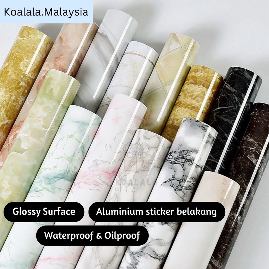 Large Self Adhesive Marble Waterproof Wallpaper Sticker Bathrooms ...