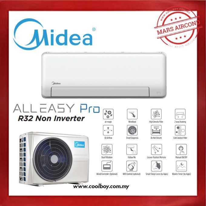 Midea R32 Non Inverter Wall Mounted MSAPB Series All Easy Pro | Shopee Malaysia