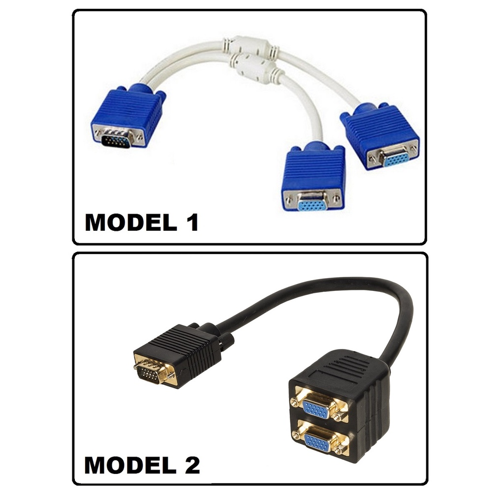 15 Pin VGA Splitter Cable 1 Male to 2 Female Y Adapter Monitor Converter for PC Video Computer ...