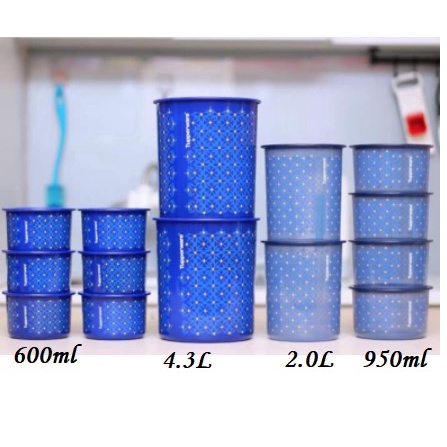 Tupperware One Touch Topper Junior/ Royal blue topper/ canister small/ royal blue canister large ...