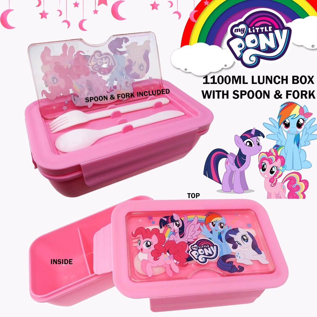 My Little Pony Lunch Box Kids with Spoon & Fork BPA Free Bekas makanan ...