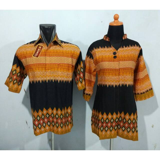 HITAM Couple Batik Sarimbit Black Anjani Motif Top Modern Muslim Couple ...