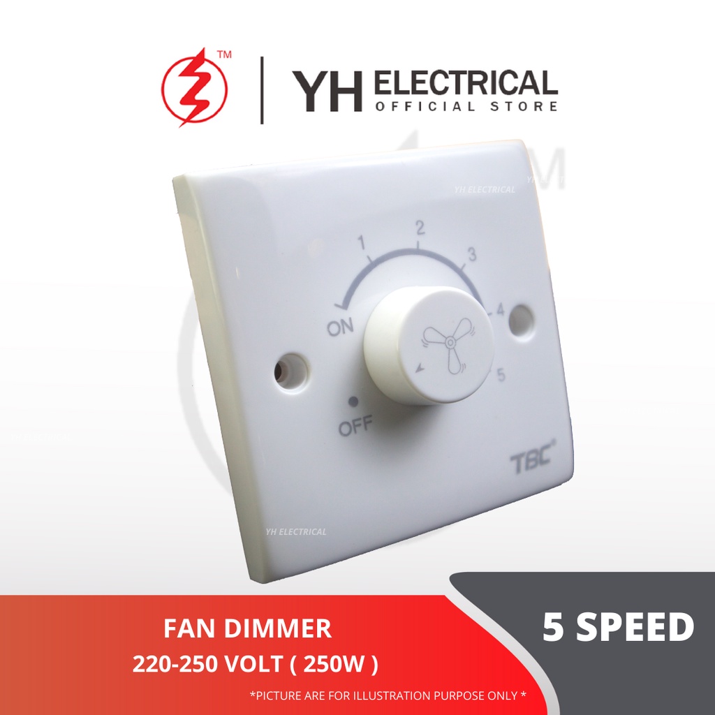TBC 5 Speed Fan Speed Variable Switch, Fan Dimmer, Multi Fan Regulator ...
