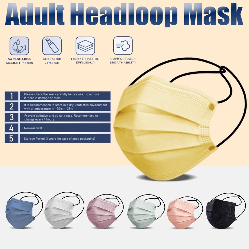 50pcs Morandi Style Adult Headloop Mask Head Loop Pelitup Muka Dewasa ...