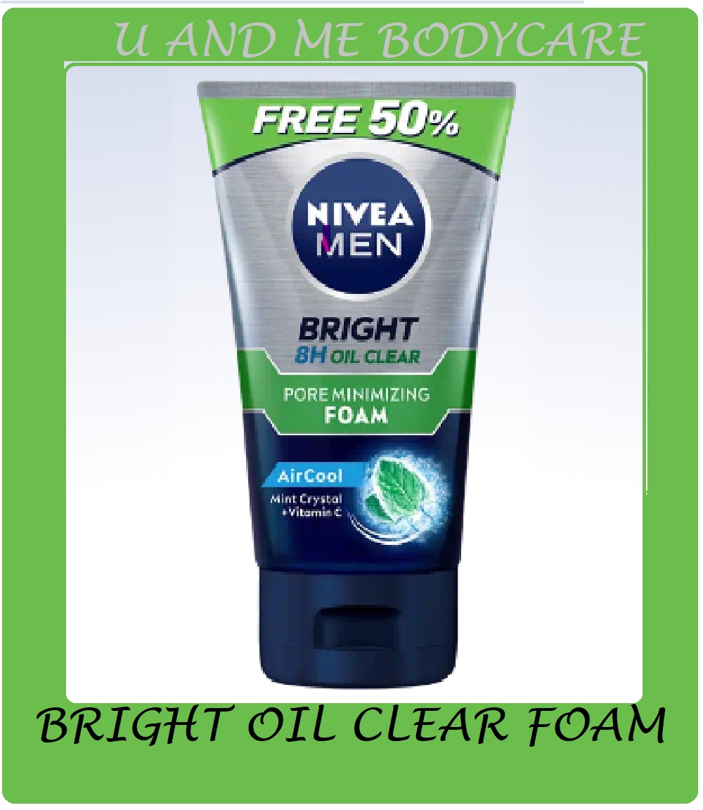 NIVEA MEN BRIGHT 8H OIL CLEAR PORE MINIMIZING FOAM 150g | Shopee Malaysia