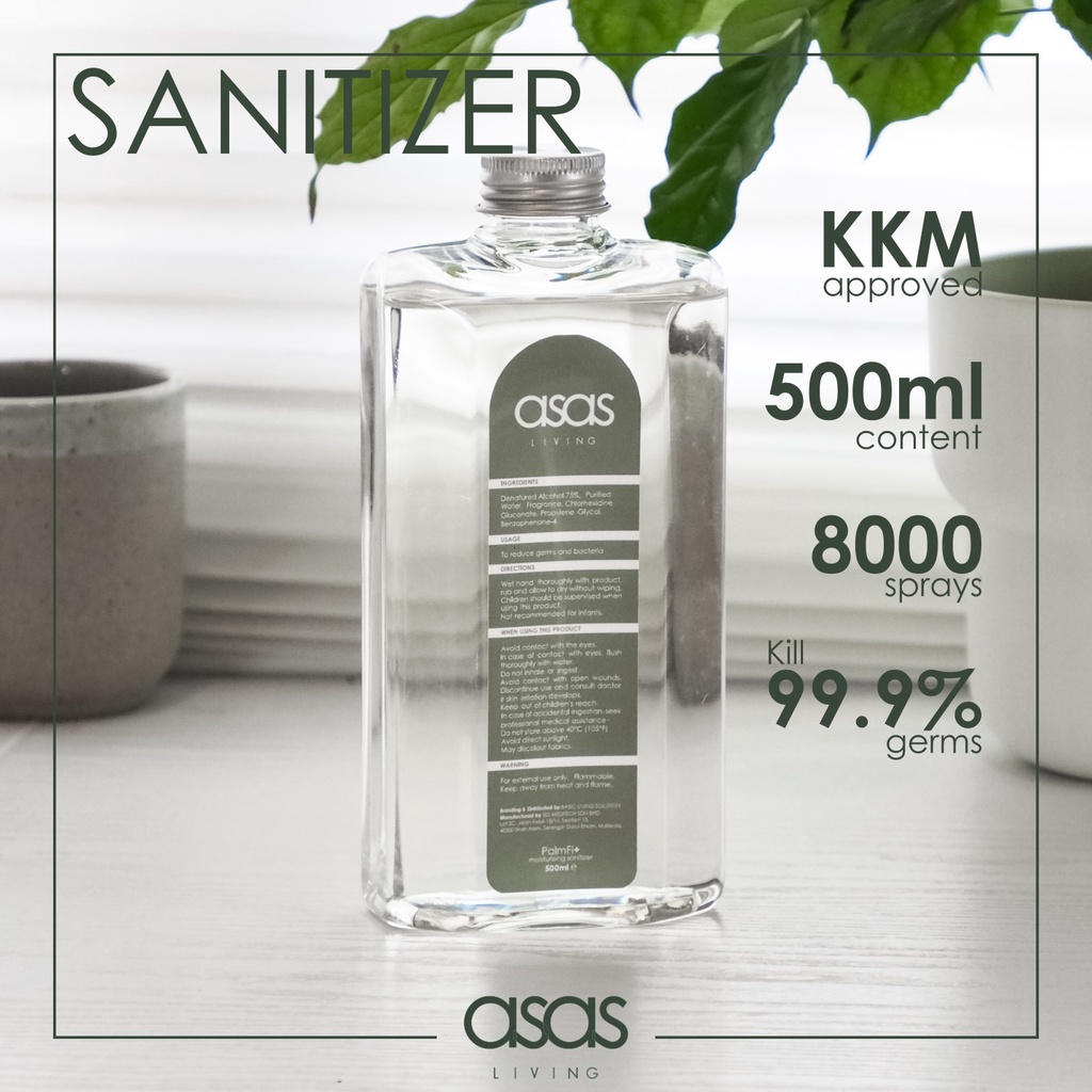 ASAS LIVING Palm Fit Moisturising Sanitizer 500ml | Hand Sanitizer ...