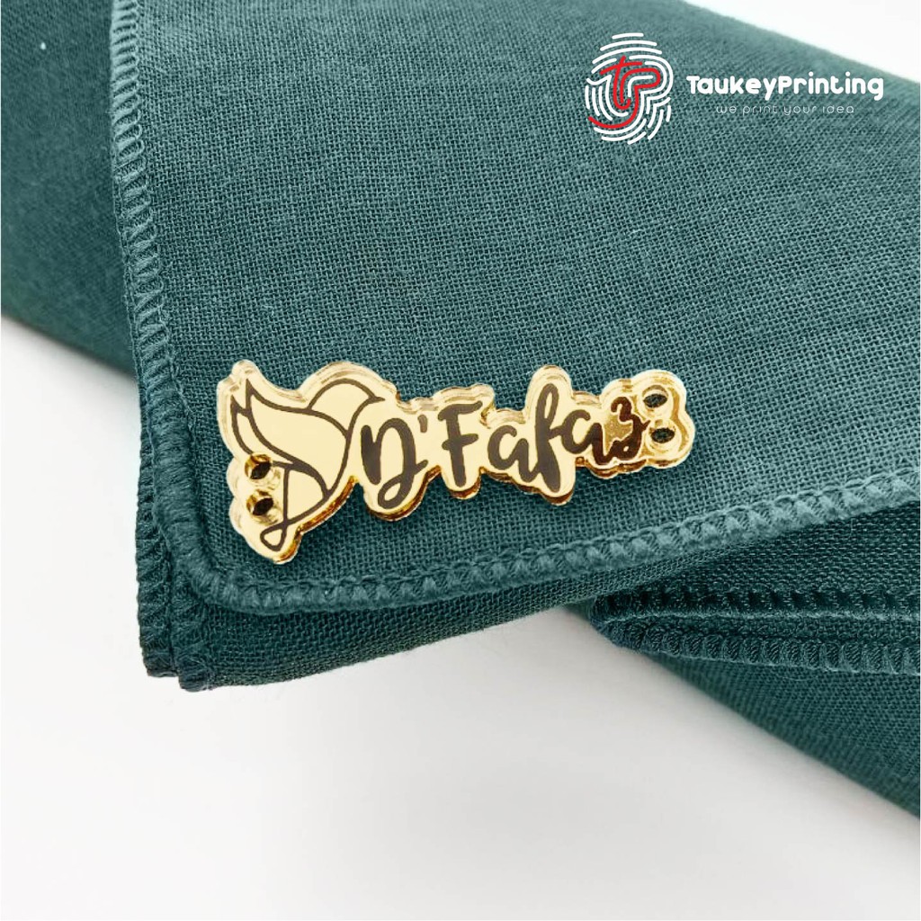 LABEL TAG TUDUNG/HIJAB GOLD HITAM/SILVER HITAM ACRYLIC CUSTOM | Shopee ...