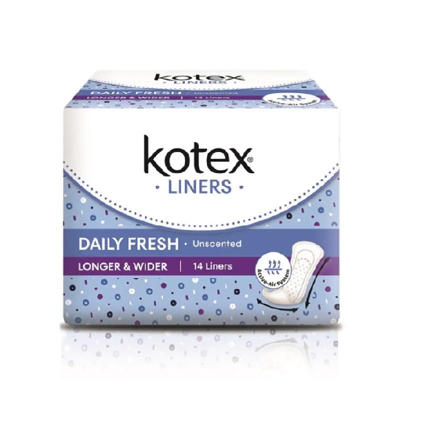Kotex Daily Fresh Longer & Wider Liners 14’s | Shopee Malaysia