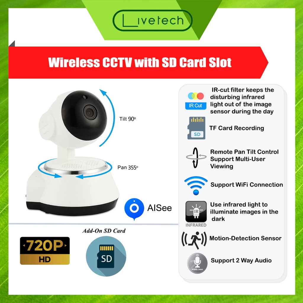 LiveTech WiFi CCTV IP Camera Security Home Network VideoSurveillance ...