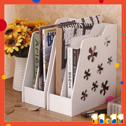 Office Organizer Desktop File Rack Storage Box Wooden White Racks ...