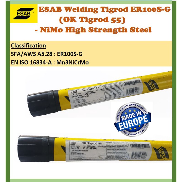 ESAB Welding Tig Rod ER100S-G (OK Tigrod 55) - NiMo High Strength Steel | Shopee Malaysia
