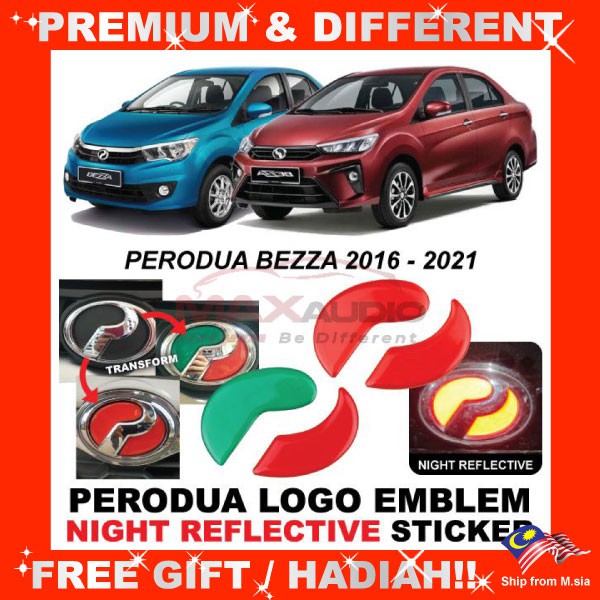 Car Emblem Sticker PERODUA BEZZA 2016 - 2022 Front Rear Steering Night ...