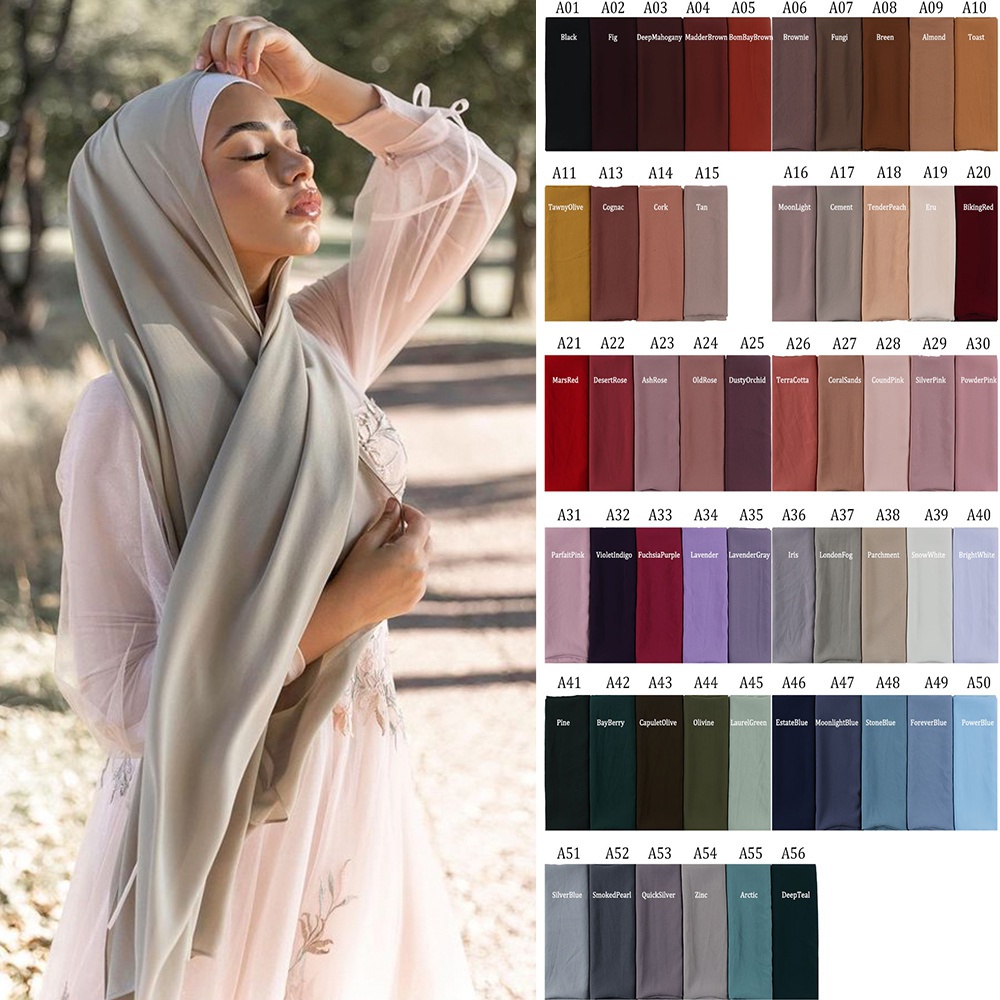 180X70Cm Heavy Chiffon Plain Shawl // Chiffon Tudung Scarf Shawls ...