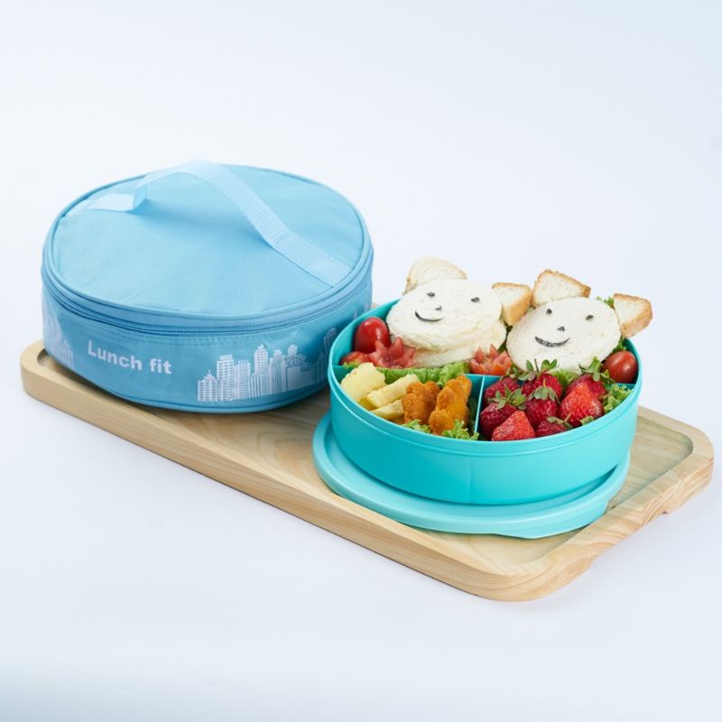 Round Lunch Bag Round Lunch Box set | Shopee Malaysia