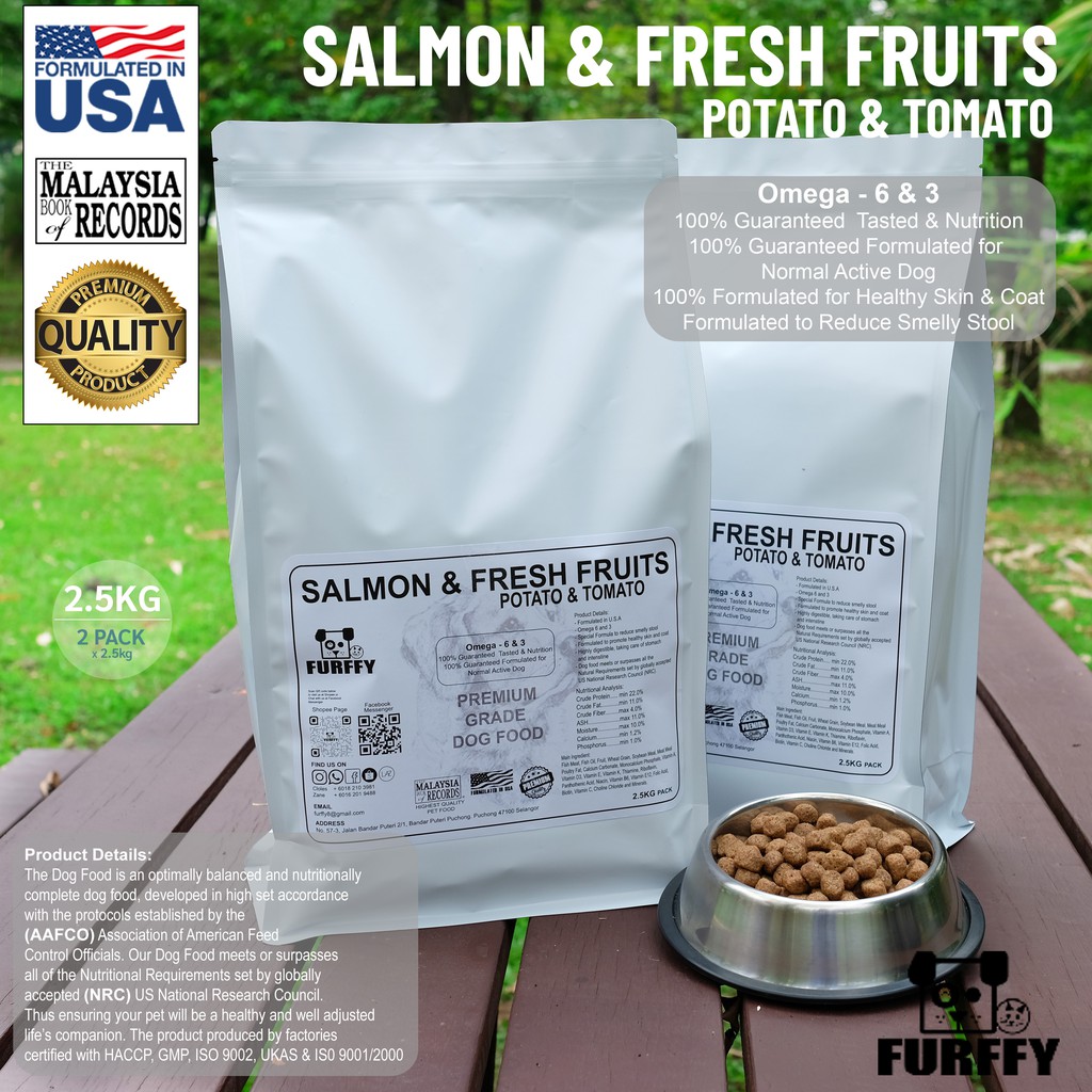 Furffy 5KG Premium Grade Salmon & Fruits Dog Kibbles U.S.A Formulated ...