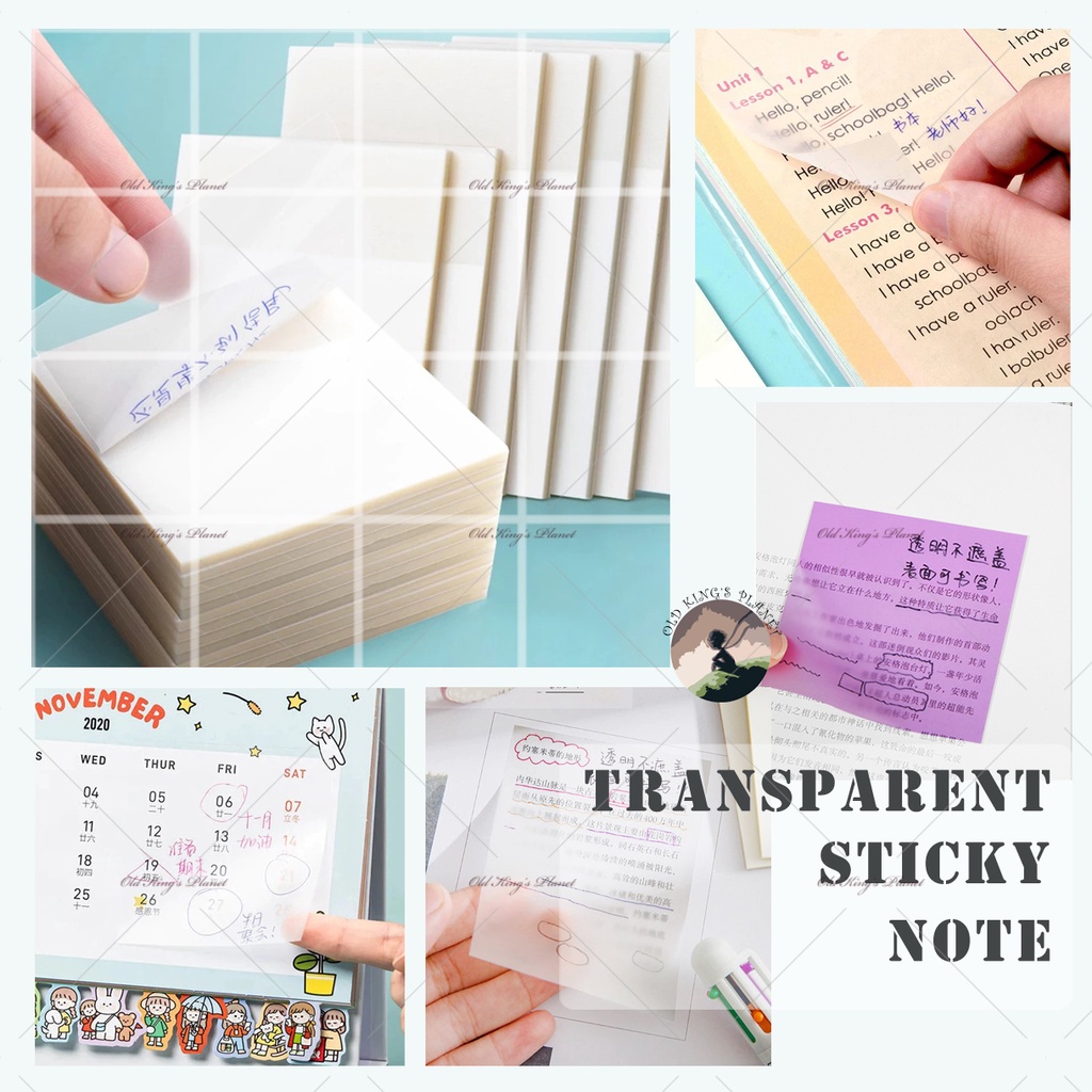 Transparent Sticky Notes Waterproof Bookmark Memo Pad Sticky Notes ...