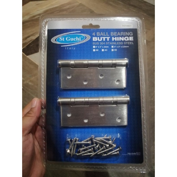 ST GUCHI 4"X3" X 2.5MM STAINLESS STEEL 4 BALL BEARING HINGES | Shopee ...