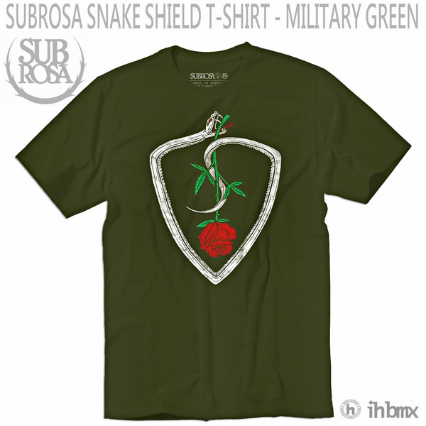 SUBROSA SNAKE SHIELD T-SHIRT Army Green American BMX Extreme Bicycle ...