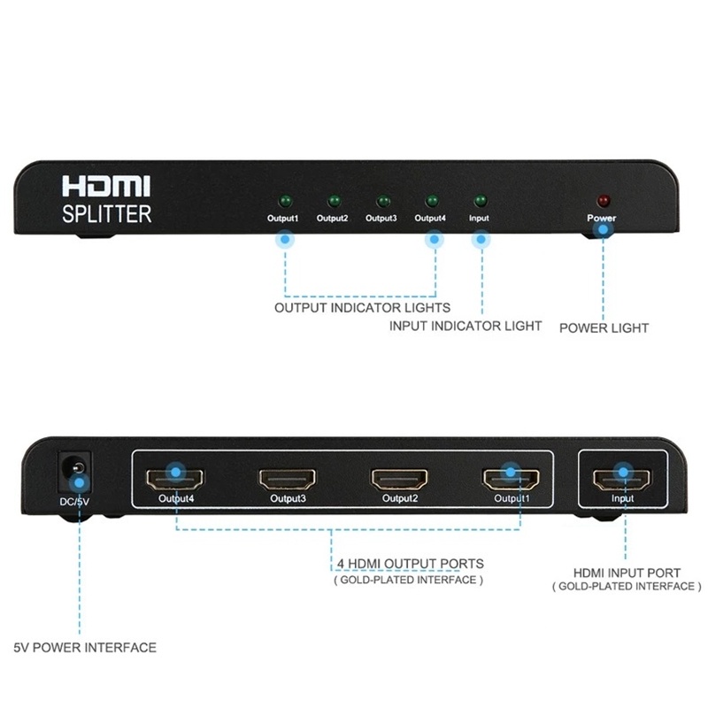 4K×2K HDMI Splitter 1 In 4 Out HDMI Spliter 1×4 3D Signal Amplifier ...