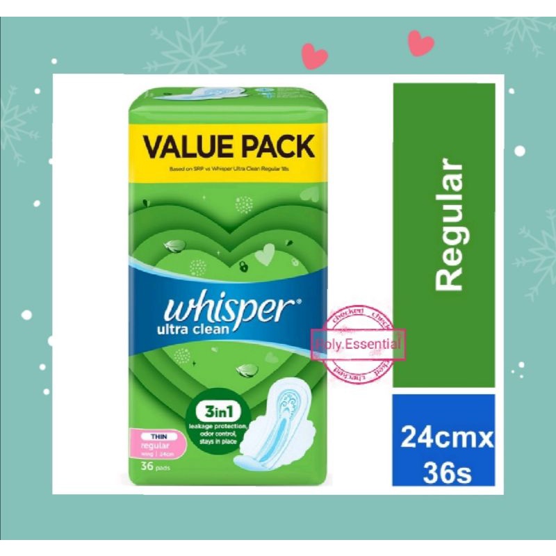 {Free Shipping} Whisper Ultra Clean Normal Day Wing (24cm x36s ...