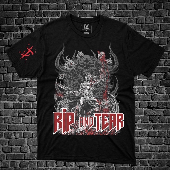 Doom Eternal The Doom slayer Rip And Tear Shirt | Shopee Malaysia
