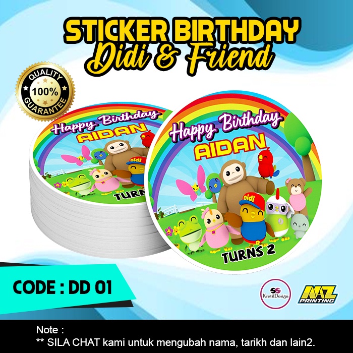 DIDI & FRIENDS STICKER BIRTHDAY (STICKER DOORGIFT) | Shopee Malaysia