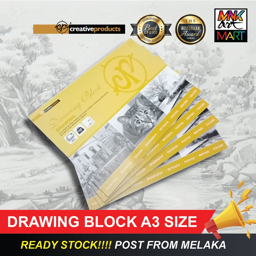 READY STOCK]CREATIVE PRODUCT DRAWING BLOCK A3 SIZE (20 SHEETS) | Shopee ...