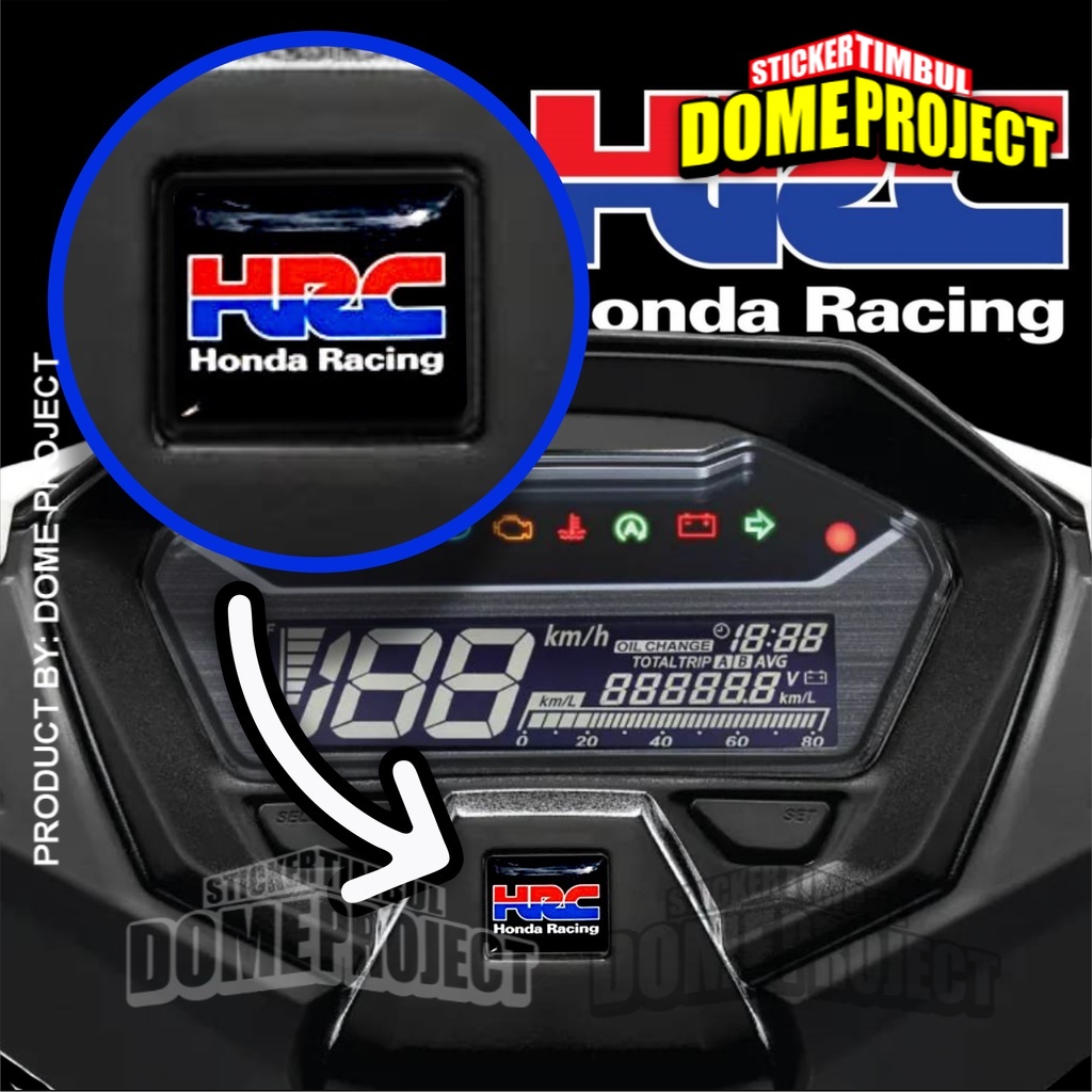 Emblem SPIDOMETER HONDA LOGO HRC STICKER Embossed Motorcycle ...