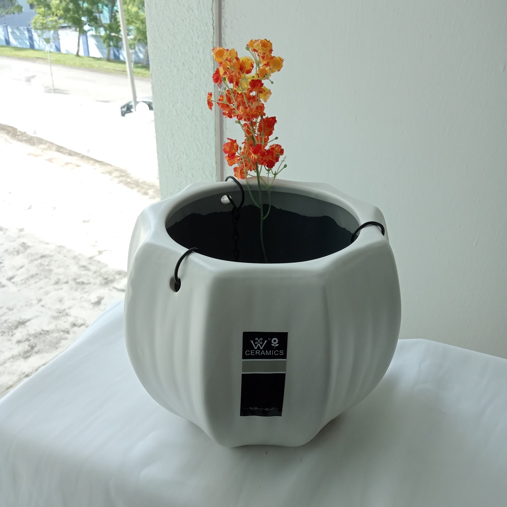 QKD 🎁READY STOCK🎁 Modern White Ceramic Vase Pasu Home Deco Garden Deco ...