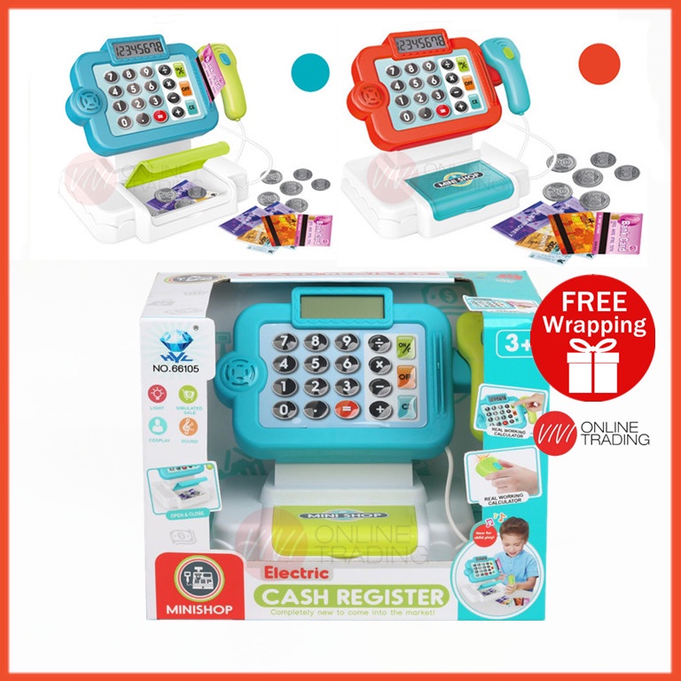 Cash Register Pretend Play Cashier Toy Set Mainan Budak Mesin Juruwang ...