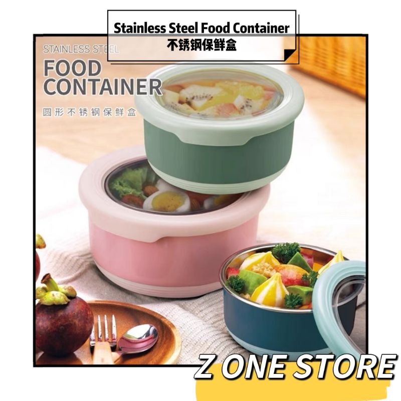 New 🦁 Round Sealed Stainless Steel Portable Thermos Lunch Box Bento ...