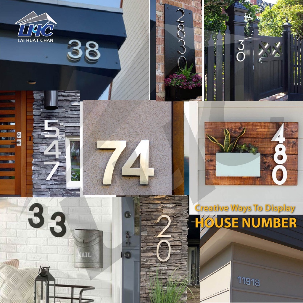 SS180 HING FATT Modern Stainless Steel Big House Numbering Letter/Sans ...