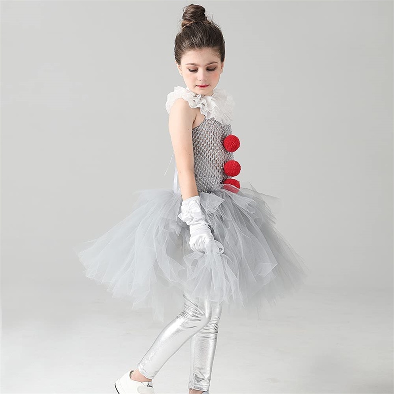 Halloween Costume For Kids Gray Girls Tutu Dress Kids Cosplay Scary ...