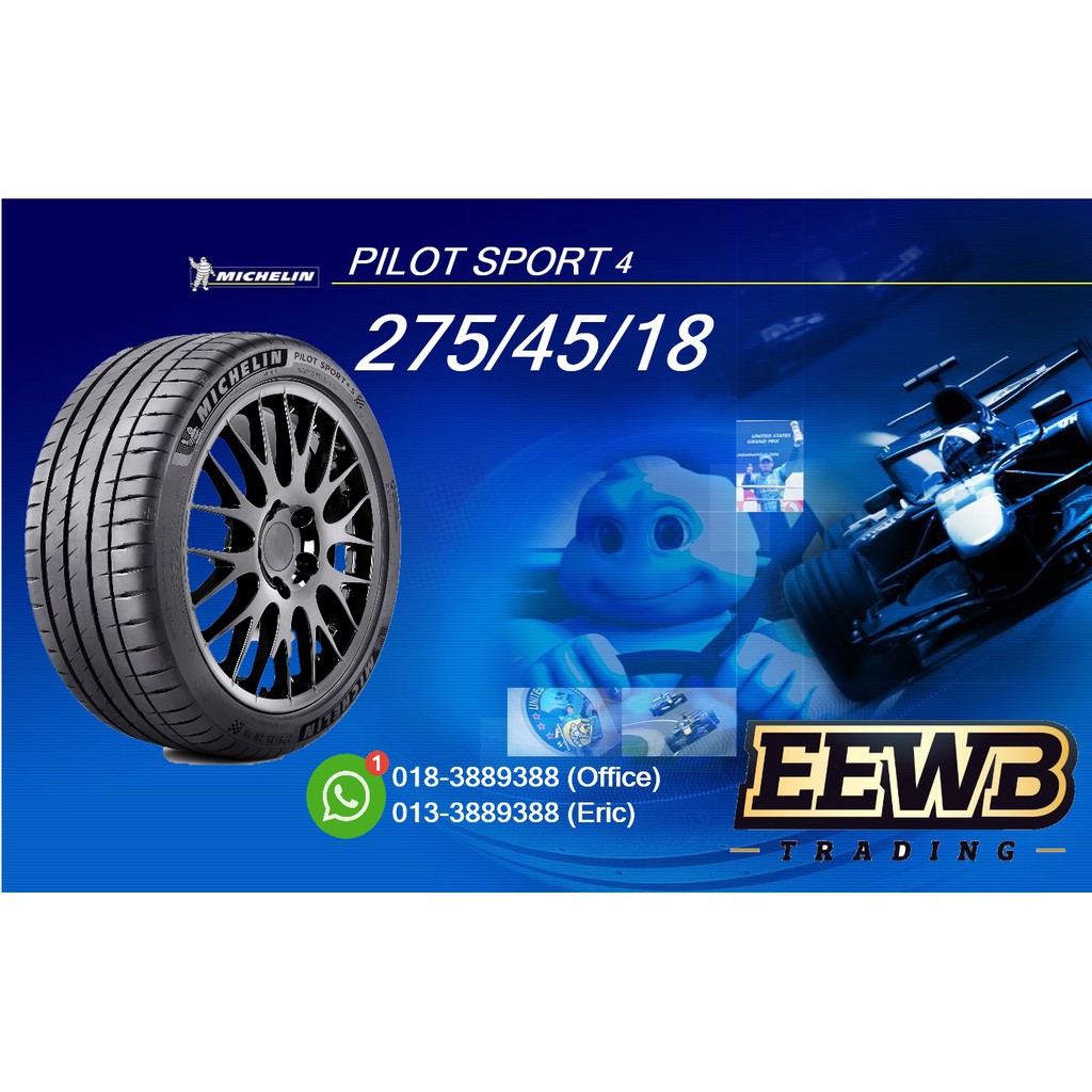 (POSTAGE) 275/45/18 MICHELIN PILOT SPORT 4 NEW CAR TIRES TYRE TAYAR ...