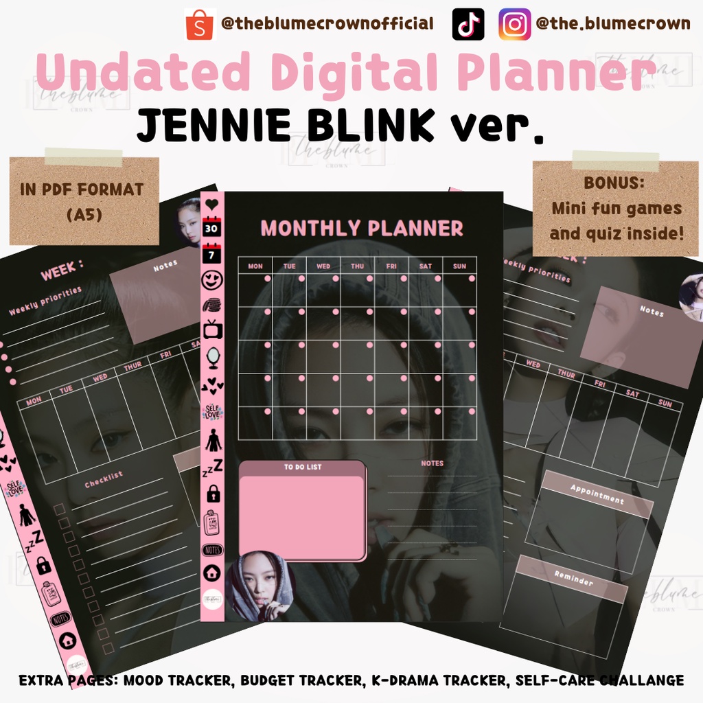 BLACKPINK JENNIE UNDATED DIGITAL PLANNER | Shopee Malaysia
