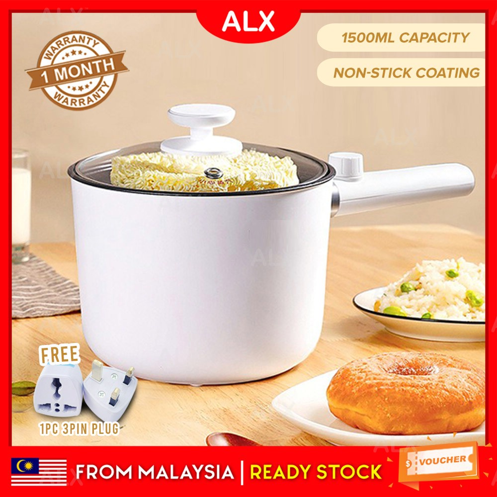 ALX Nano Ceramic 1.5L Electric Cooker Food Grade Non-Stick Coating Hot ...