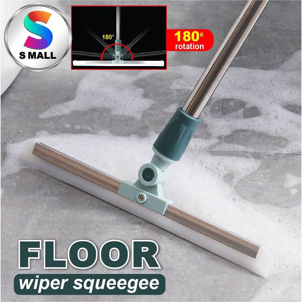 FLOOR WIPER SCRAPER 180° Rotatable SILICONE SQUEEGEE HEAD/SWEEP BROOM/ROUND SLANT HARD BRUSH/3 ...
