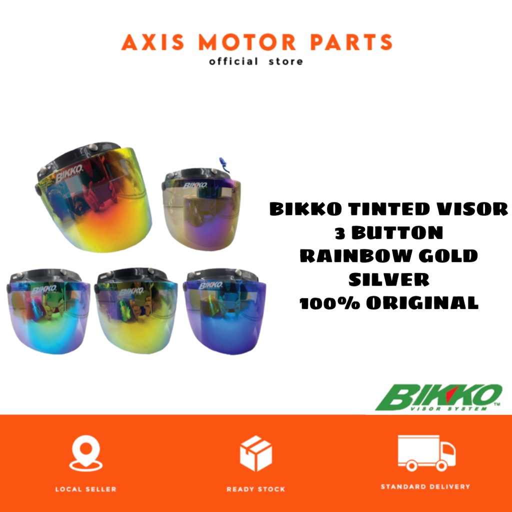 Bikko Tinted Visor 3 Button Rainbow Gold Silver 100% Original | Shopee ...