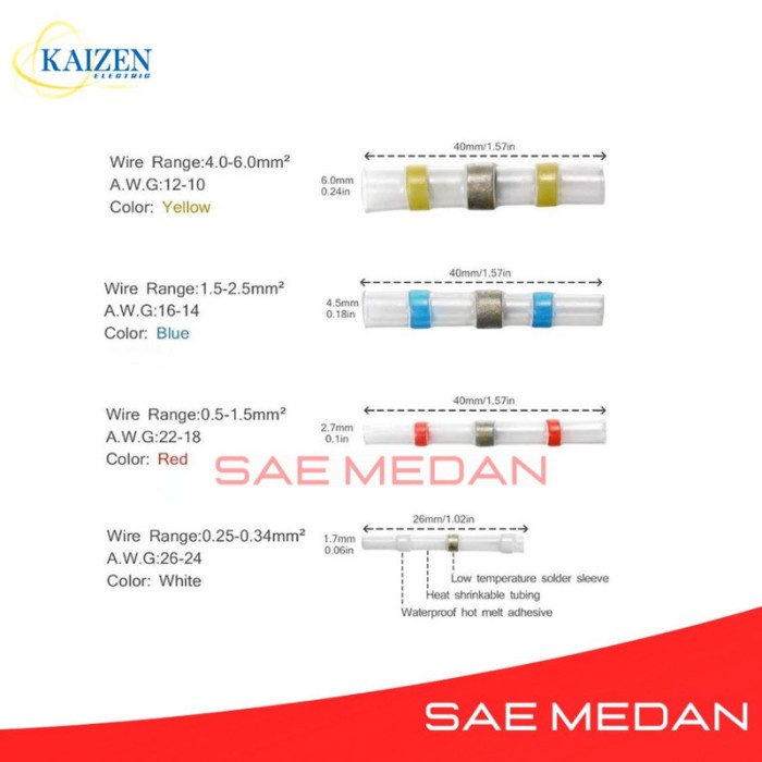 PUTIH 3in1 Hot Seal Wire Connector Waterproof Cable Connection - White ...